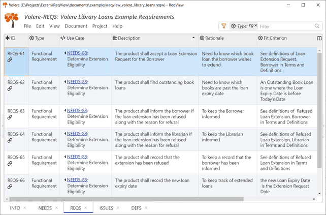 Volere Library Loans Requirements Specification Example | ReqView ...