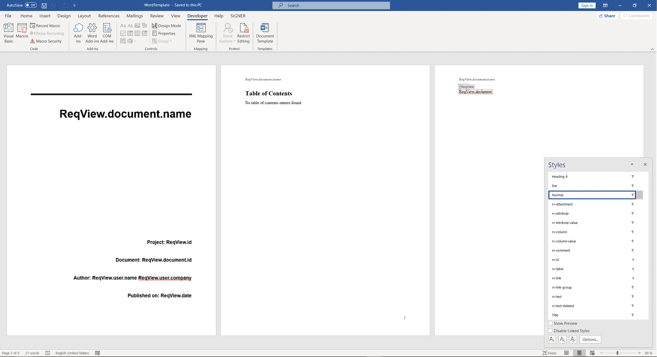 Export Documents to DOCX | ReqView Documentation
