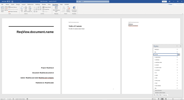 Export Documents to DOCX | ReqView Documentation