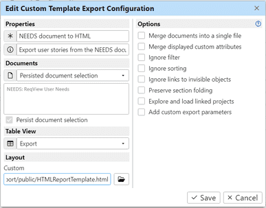 Export Documents Using Configurations | ReqView Documentation